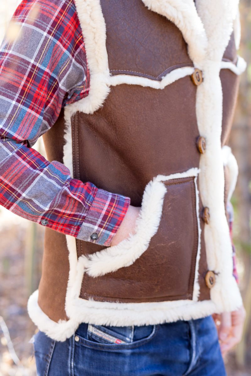 Men's Sheepskin Rancher Vest with Collar (Wool-Out Seams) - The ...